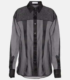 THE FRANKIE SHOP Sheer Silk-blend Shirt - Black