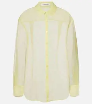 THE FRANKIE SHOP Peri Sheer Silk-blend Shirt - Yellow