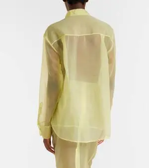 THE FRANKIE SHOP Peri Sheer Silk-blend Shirt - Yellow