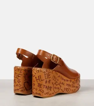 Chloé Maxime Leather Wedges - Brown