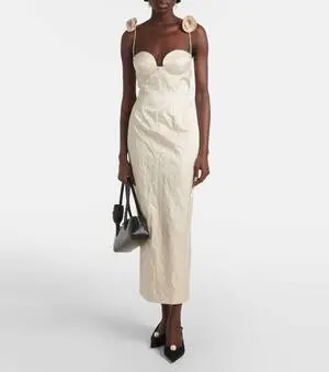 Magda Butrym Floral-appliqué Bustier Dress - White