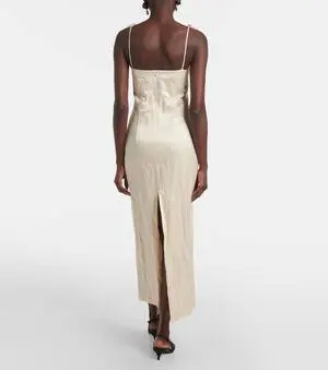 Magda Butrym Floral-appliqué Bustier Dress - White