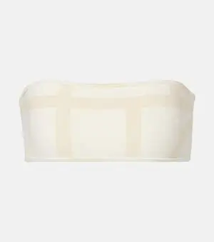 TOTEME Monogram Bandeau Bikini Top - White