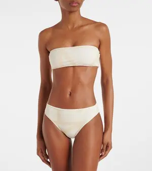 TOTEME Monogram Bandeau Bikini Top - White
