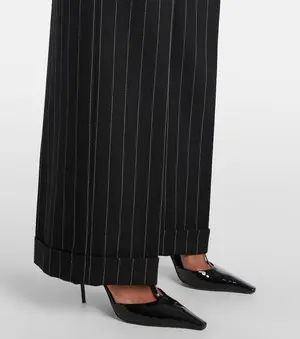 Dolce & Gabbana Striped Wool Straight Pants - Black