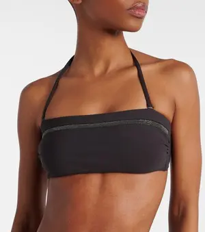 Brunello Cucinelli Monili Bandeau Bikini Top - Brown