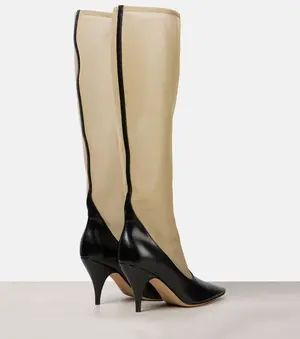 THE ROW Mesh And Leather Knee-high Boots