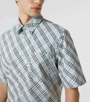 Burberry Check Cotton Shirt - Blue