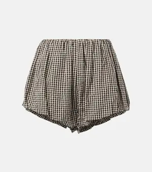 Posse Aurelia Gingham Cotton Shorts - Black