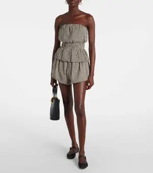 Posse Aurelia Gingham Cotton Shorts - Black