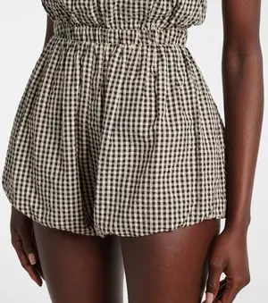 Posse Aurelia Gingham Cotton Shorts - Black