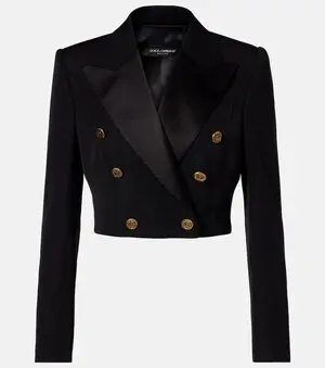 Dolce & Gabbana Cropped Wool-blend Jacket - Black