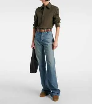 Saint Laurent Cassandre Cotton Gabardine Espadrilles - Brown