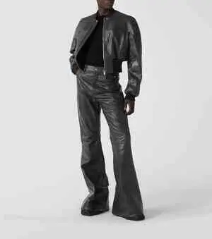 Rick Owens Bolan Leather Flared Trousers