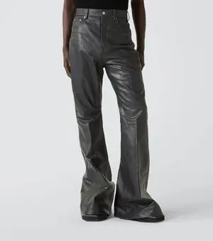 Rick Owens Bolan Leather Flared Trousers