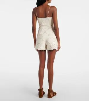 Veronica Beard Jazmin Laser-cut Cotton Shorts