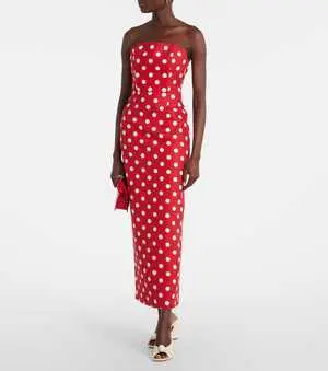 Posse Romeo Polka-dot Linen Maxi Dress - Red