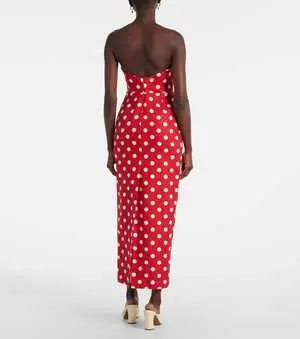 Posse Romeo Polka-dot Linen Maxi Dress - Red