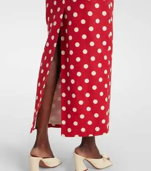 Posse Romeo Polka-dot Linen Maxi Dress - Red