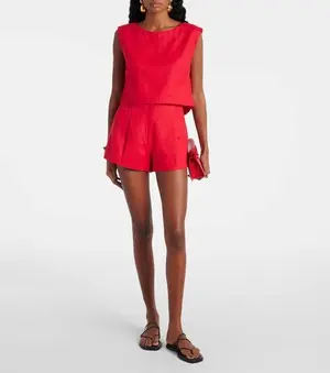 Posse Martina Linen Crop Top - Red