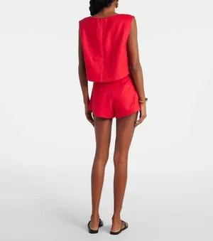 Posse Martina Linen Crop Top - Red