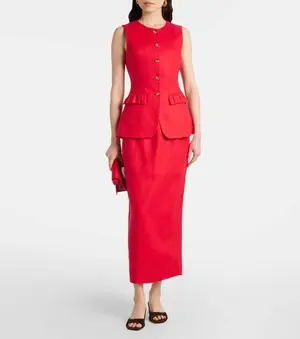 Posse Bonnie Linen Pencil Skirt - Red