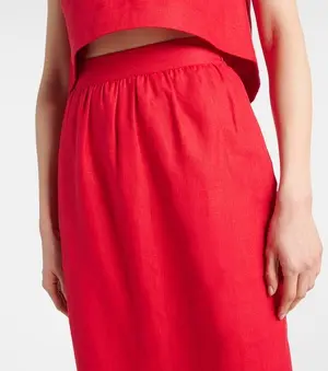 Posse Bonnie Linen Pencil Skirt - Red