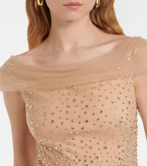 Jenny Packham Shayla Embellished Tulle Gown - Beige