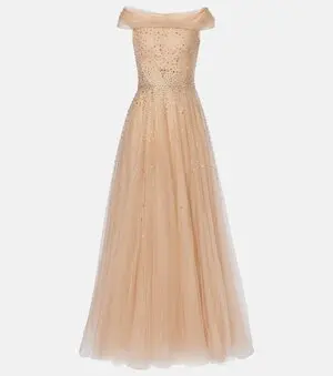 Jenny Packham Shayla Embellished Tulle Gown - Beige