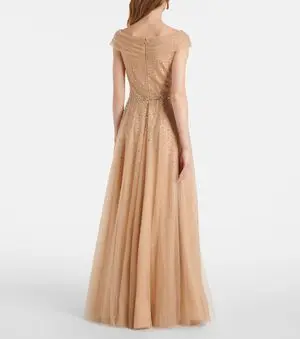 Jenny Packham Shayla Embellished Tulle Gown - Beige