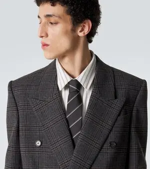 Saint Laurent Striped Silk Twill Tie - Black