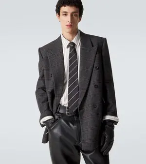 Saint Laurent Striped Silk Twill Tie - Black