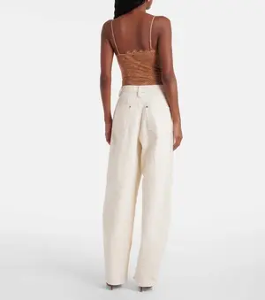 SELF-PORTRAIT Embroidered Lace-trimmed Mesh Bodysuit
