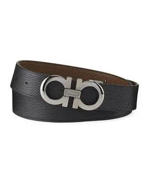 FERRAGAMO Gancini Reversible Leather Belt - Brown