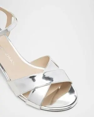 STUART WEITZMAN Dayna Metallic Crisscross Sandals - Silver