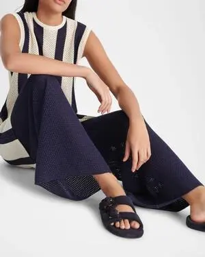 ERES Goland Knit Wide-leg Trousers - Bleu