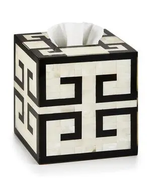 LABRAZEL Greek Key Tissue Box Cover - Ivory/ebony