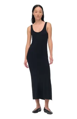 Another Tomorrow U-neck Tank Dress - Black