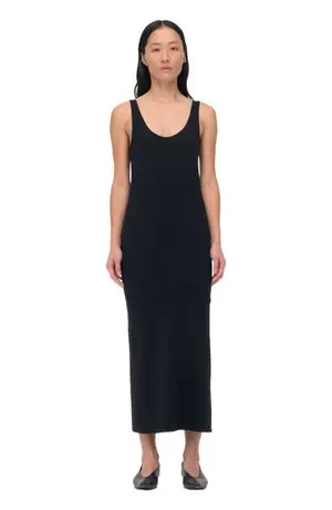 Another Tomorrow U-neck Tank Dress - Black