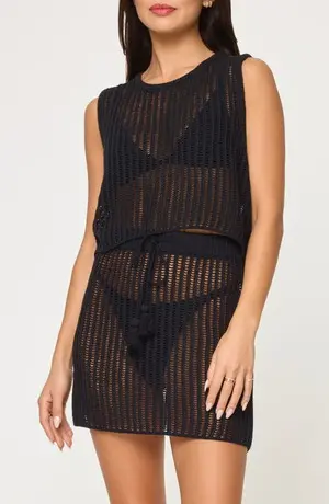 L*Space Sander Open Stitch Cover-up Tank - Black