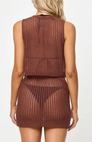 L*Space Sander Open Stitch Cover-up Tank - Cafe