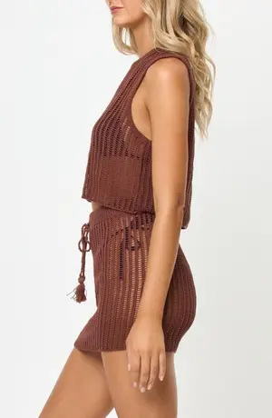 L*Space Sander Open Stitch Cover-up Tank - Cafe