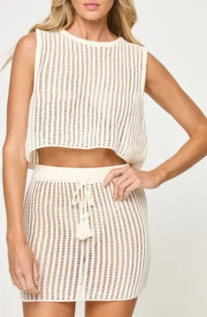 L*Space Sander Open Stitch Cover-up Tank - Cream