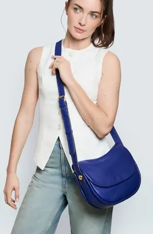 AIMEE Mercer Leather Messenger Bag - Midnight Blue