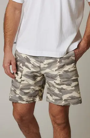 LEISURE LAB Ripstop Cargo Camo Shorts - Arctic