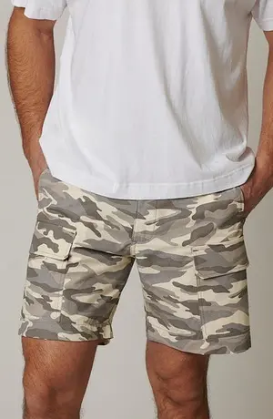 LEISURE LAB Ripstop Cargo Camo Shorts - Arctic