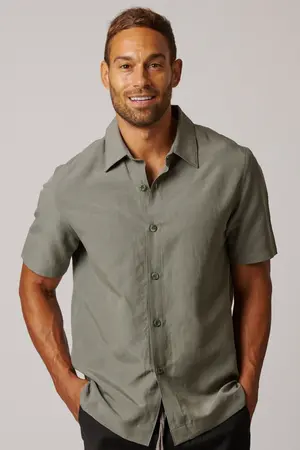 LEISURE LAB Cabana Button Up - Sage