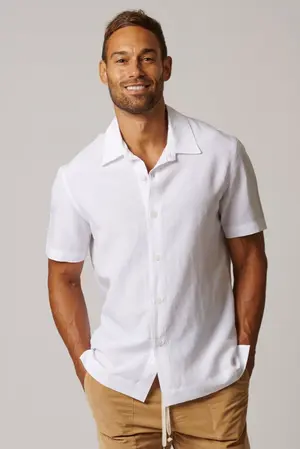 LEISURE LAB Cabana Button Up - White