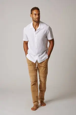 LEISURE LAB Cabana Button Up - White