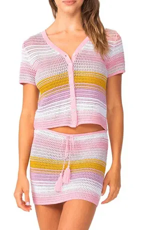 PQ SWIM Ellie Open Stitch Cover-up Top - Clementine